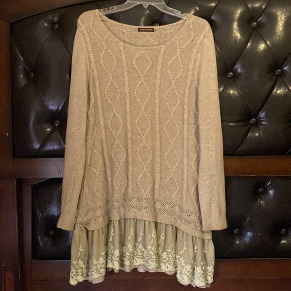 Sweaters | Vintage Sweater Dress With Bottom Lace Ruffle | Poshmark